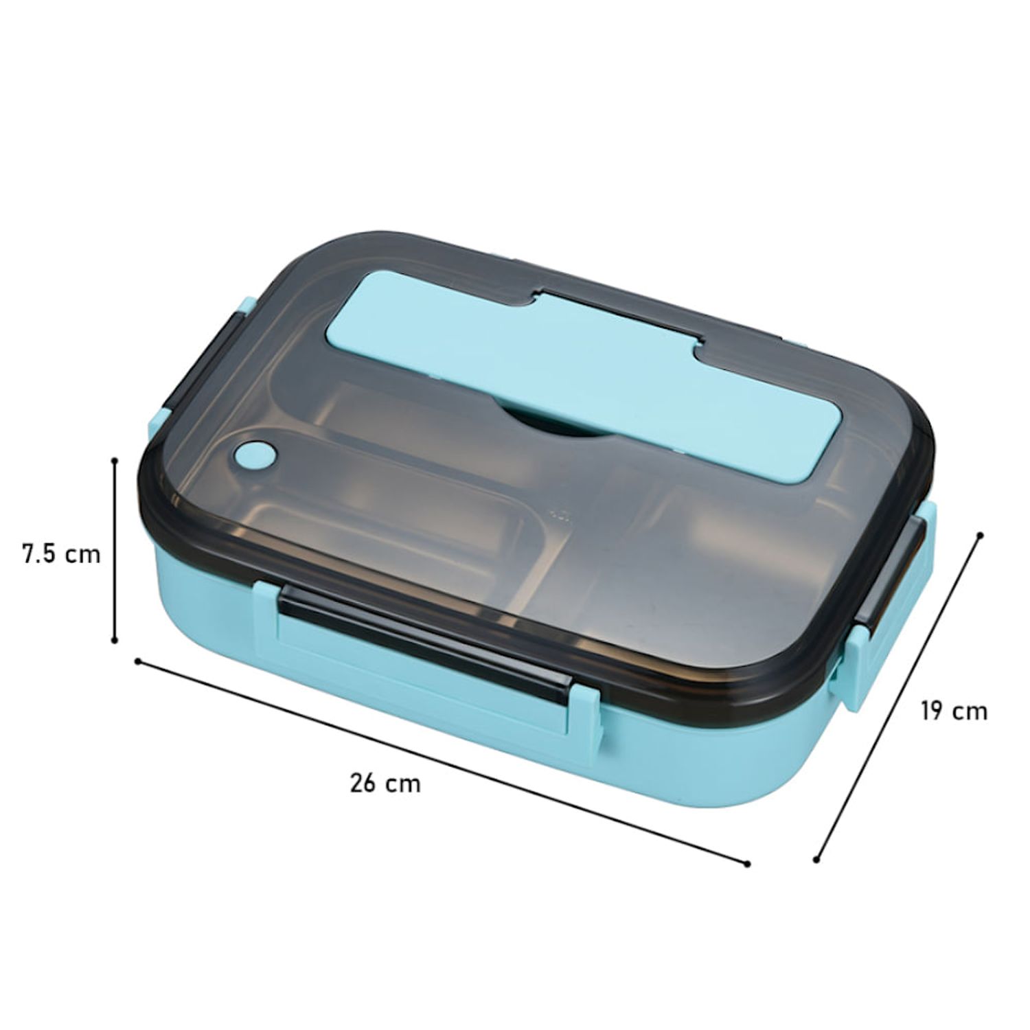 Lonchera Táper de Comida y Alimentos 4 Divisiones + Cubiertos Celeste | Oechsle - Oechsle