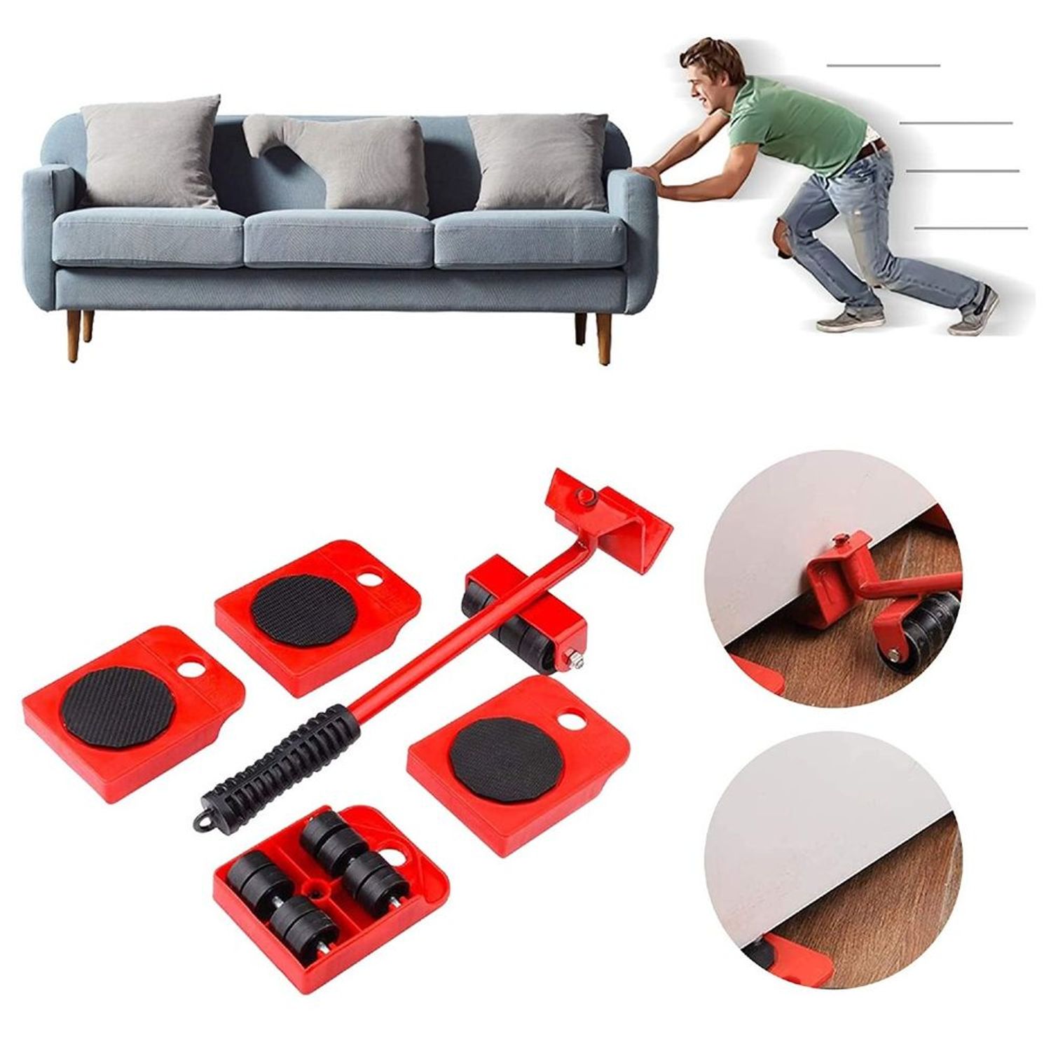 Kit de Ruedas para Mover Muebles Pesados Fácil Rojo | Oechsle - Oechsle