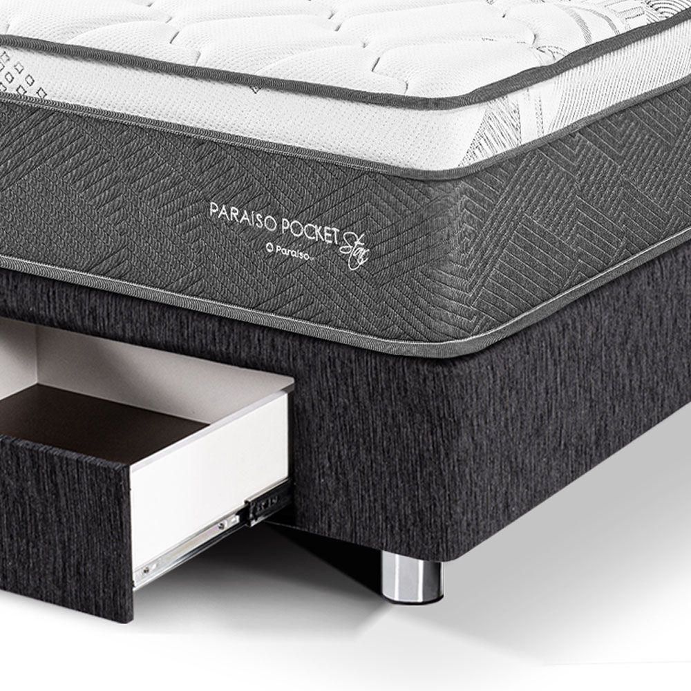 Cama Paraíso Pocket Star Queen Con Cajones - Charcoal | Oechsle - Oechsle
