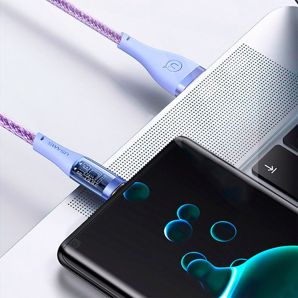 Cable Celular Type-C a USB 66W 1.2m Tejido ICY Lila | Oechsle.pe - Oechsle