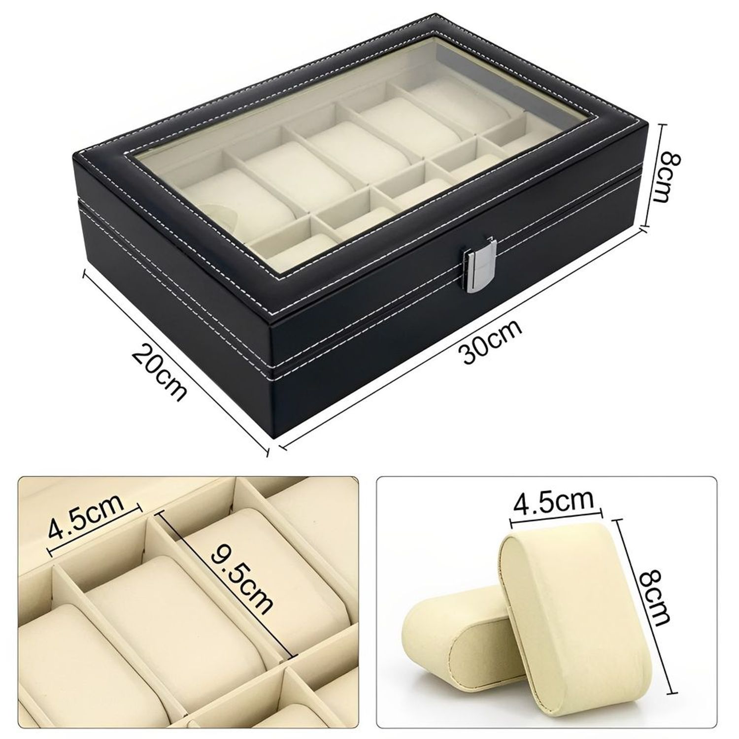 Caja Porta Relojes de Lujo Elegante 12 Compartimientos - Negro ...