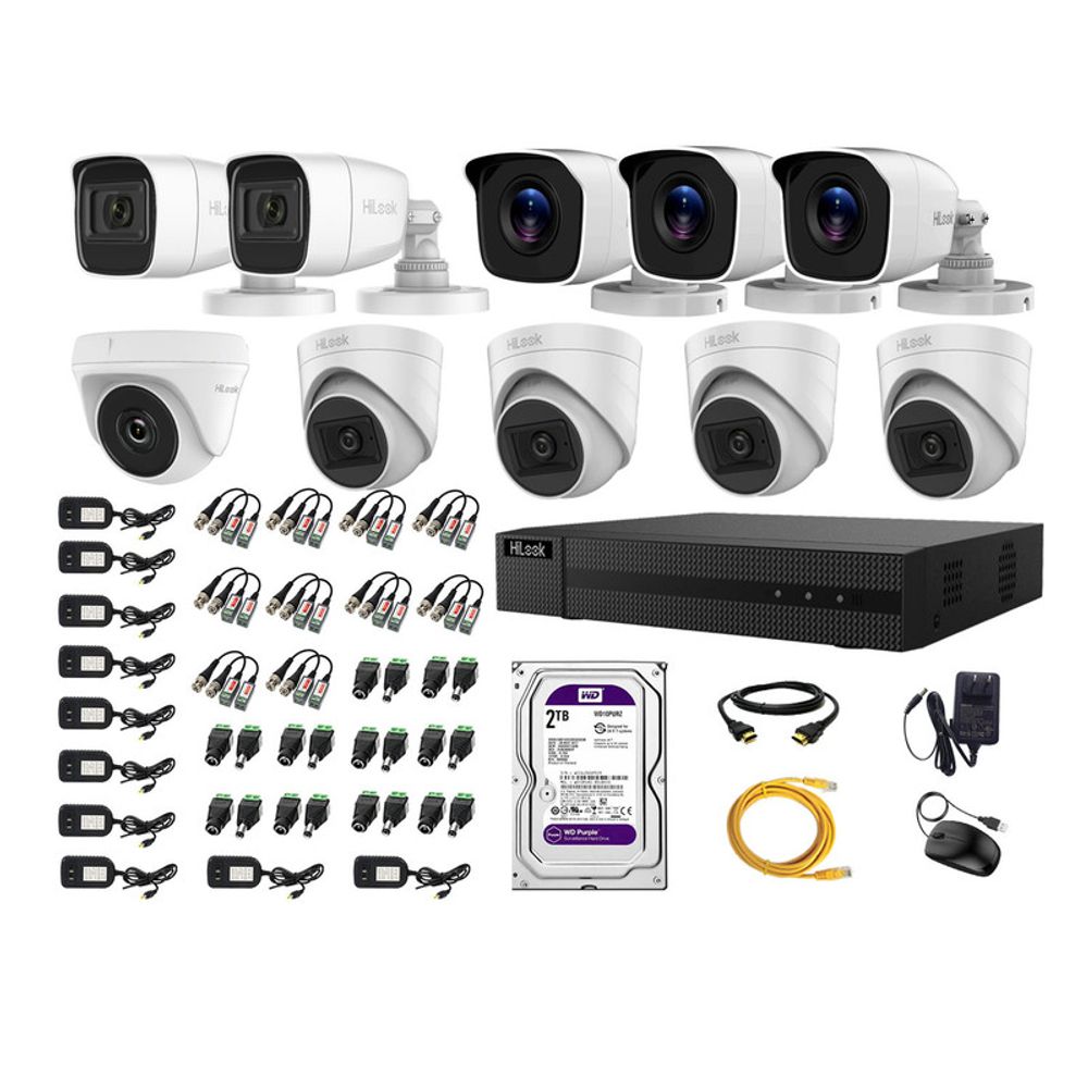 Kit 10 Cámaras Seguridad Hilook Full Hd 6 Cámaras Audio Incorporado Disco 2tb I Oechsle - Oechsle