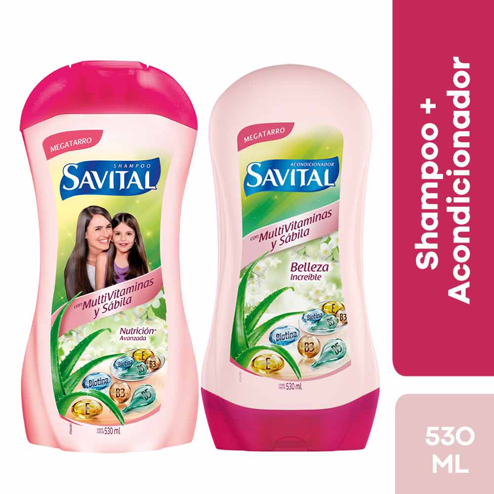 Pack SAVITAL Shampoo Multivitaminas y Sábila Frasco 530ml ...