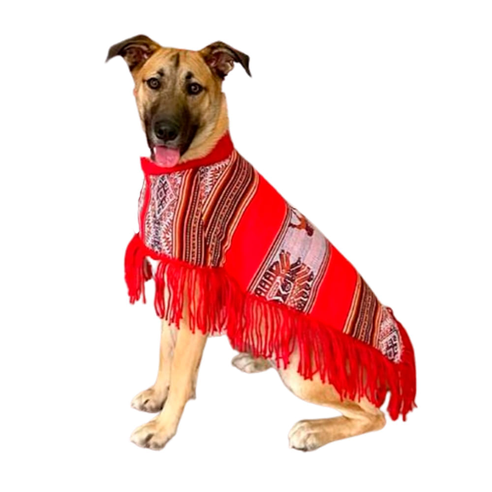 Ropa de Mascotas Inkadog Poncho Andino Rojo Modelo Nuevo Talla 2 I ...