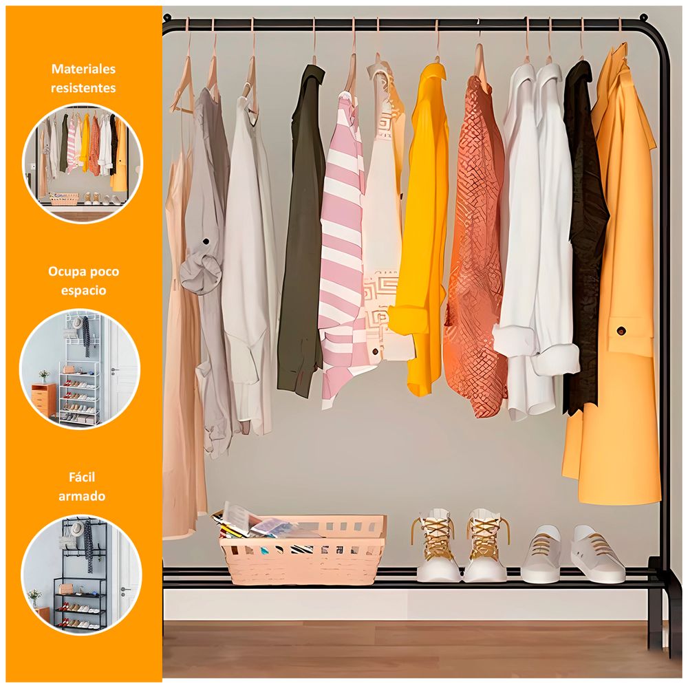 Exhibidor de Ropa con Perchero Negro + Zapatera Organizadora con ...