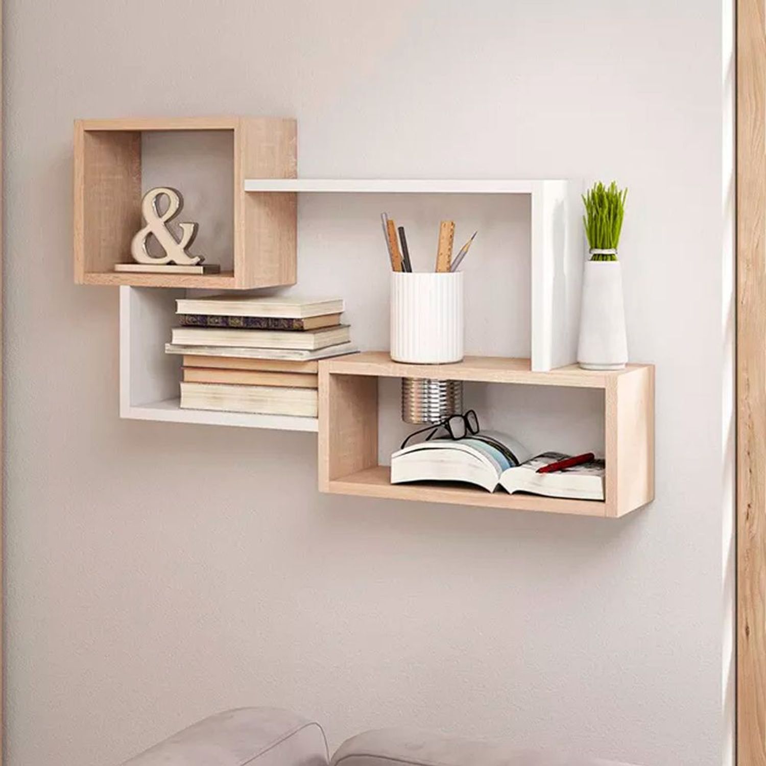 Repisa Flotante Melamina LeMueble 87x54x18cm Blanco-Nácar I Oechsle ...