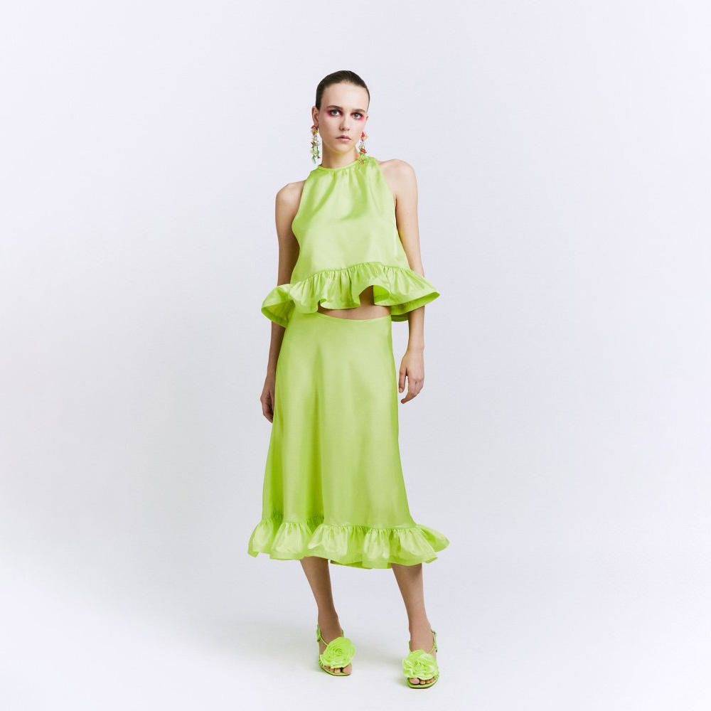 Top Halter Volante Sfera Mujer Verde Lima | Oechsle.pe - Oechsle