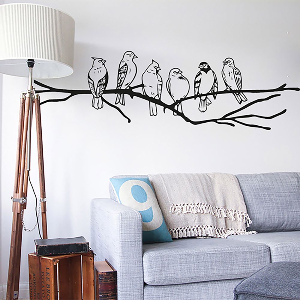 Vinilo Aves Sobre Rama Negro Mediano Sticker Pegatina Viniles Animales ...