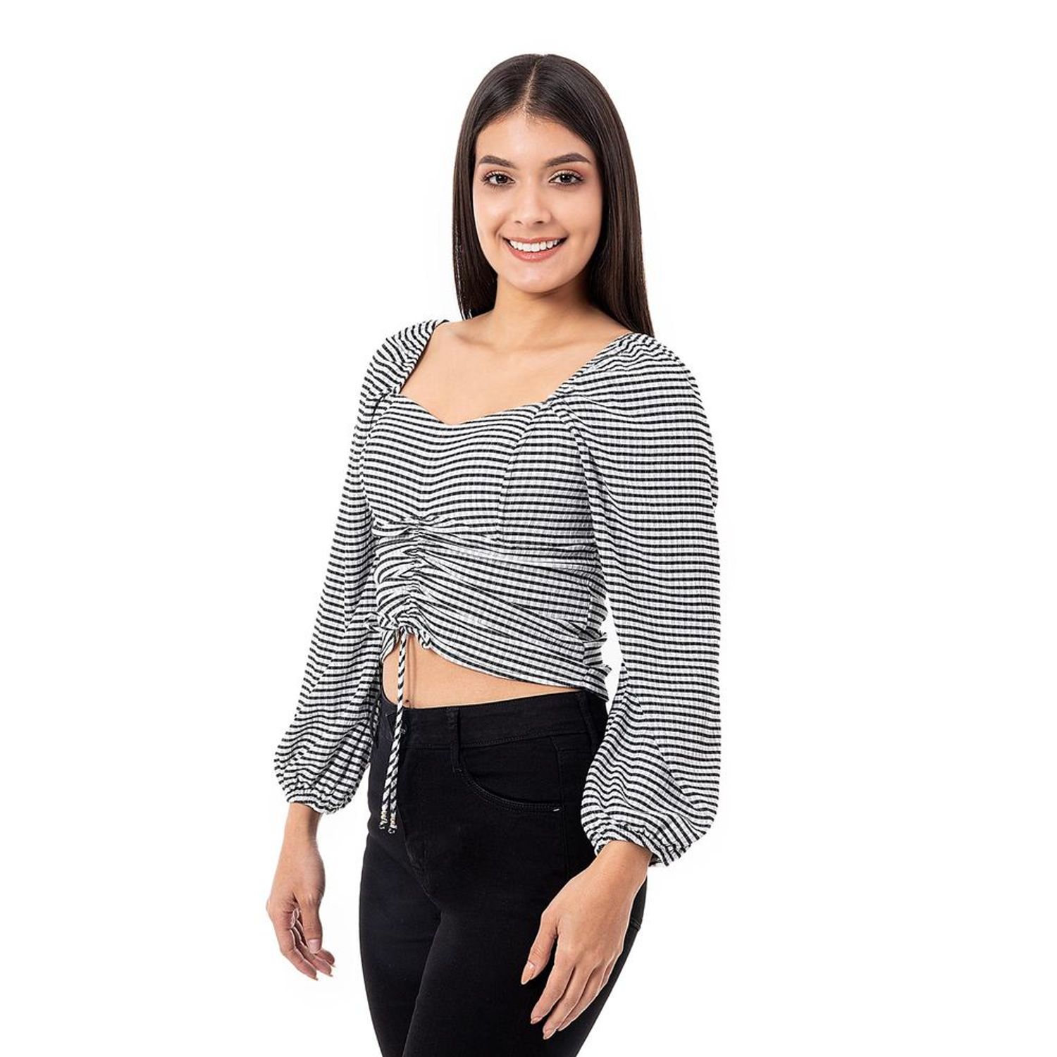 Blusas Moda Cuadros Mujer Llerixa Negro XS | Oechsle - Oechsle