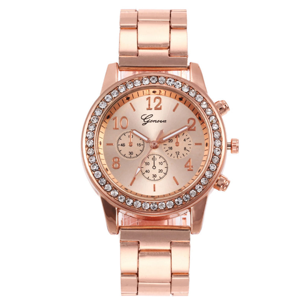 Reloj de Mujer Dorado Rosa Geneva Análogo Quartz Moda Mujer Regalo ...