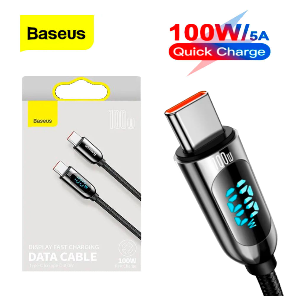 Cable Cargador de Carga Rapida 100W Baseus TIPO C a TIPO C 2m I Oechsle - Oechsle