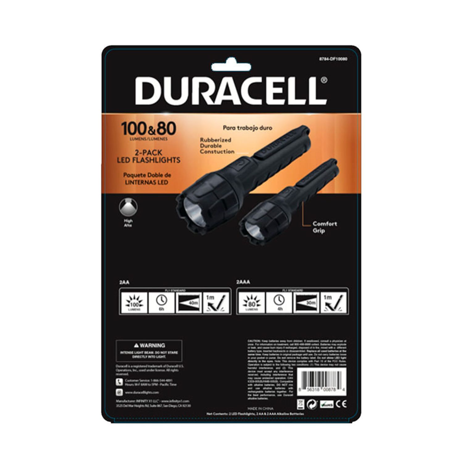 Kit linterna Rubber 80 lúmenes + 100 lúmenes Duracell con pilas - Oechsle