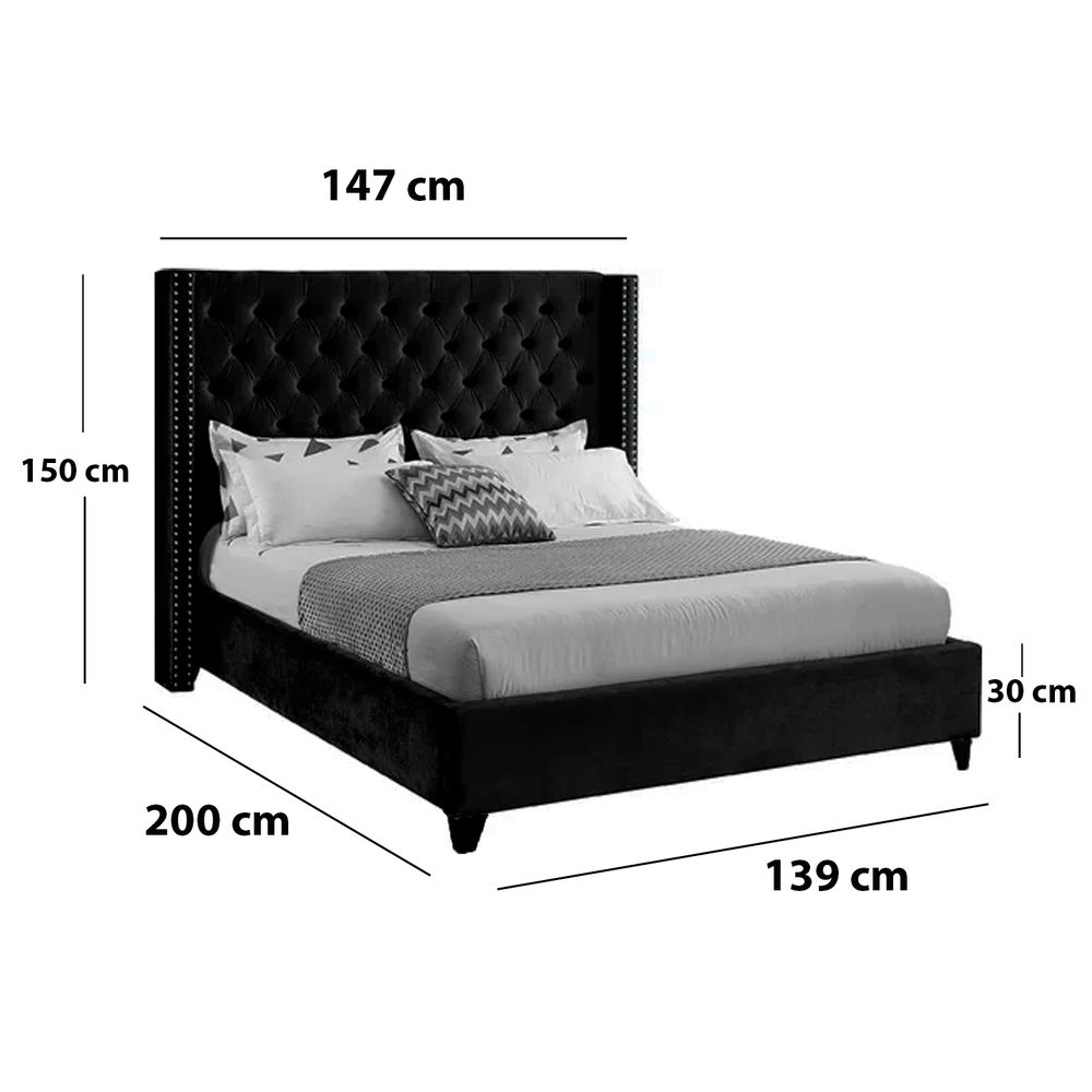 Cama Tapizada Capitoné LeMueble 2 plazas Negro I Oechsle - Oechsle
