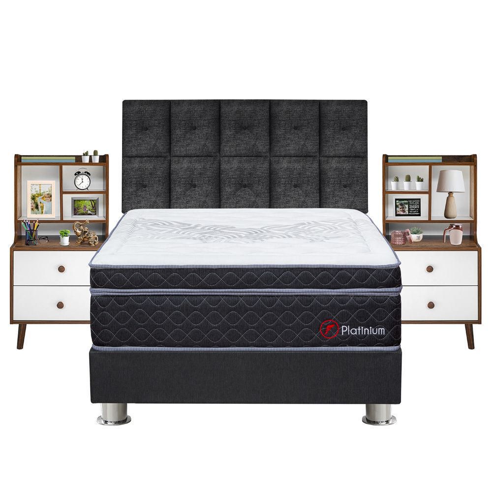 Domitorio Platinium Queen + Velador Repisa Fashion| Oechsle - Oechsle