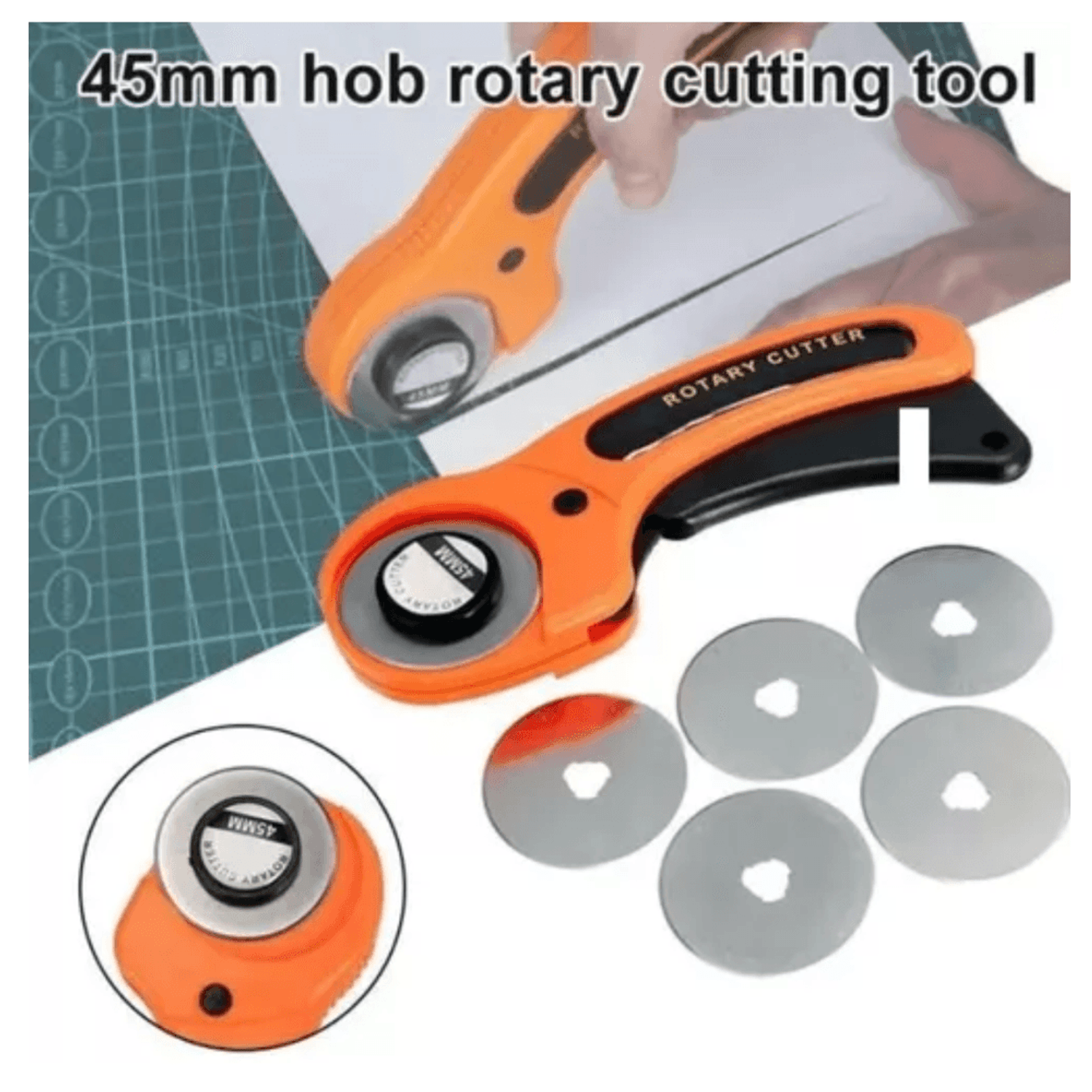 Cutter Cuchilla Circular Rotatorio de 45 Mm para Papel Tela Piel Mas 5 ...