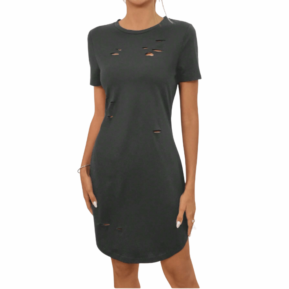 Vestido Camisero Desgarro Unicolor Gris Talla XS I Oechsle - Oechsle