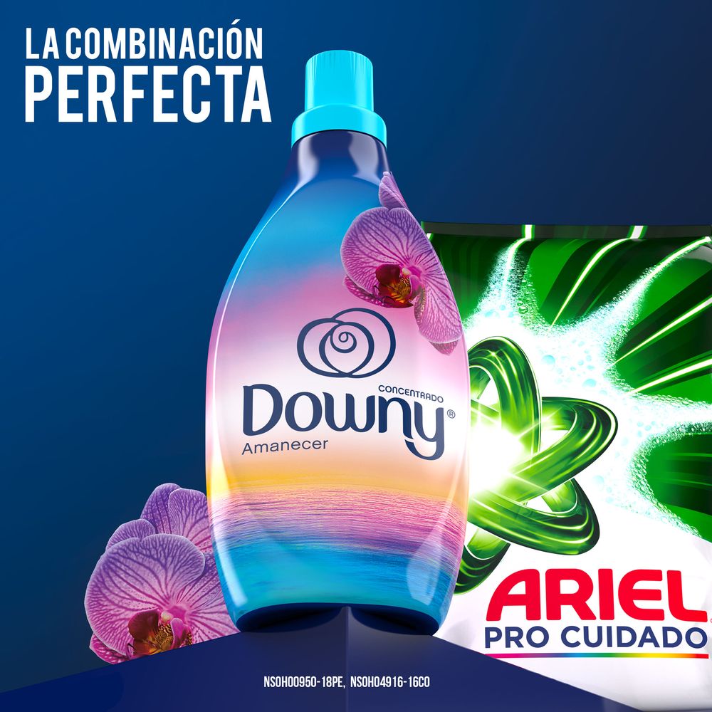Pack Detergente Polvo ARIEL Regular Bolsa 2Kg + Suavizante Concentrado Líquido DOWNY Amanecer 1 ...