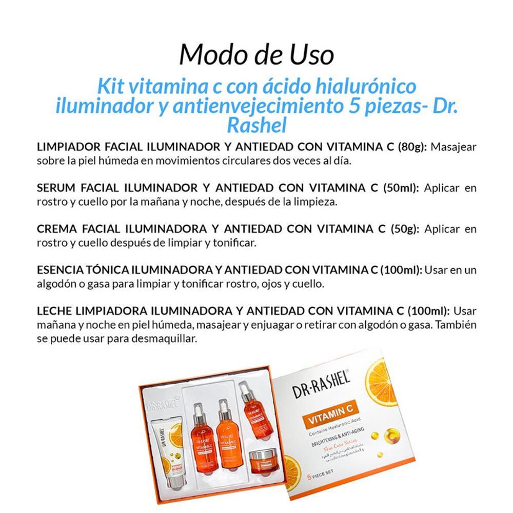 Kit Vitamina c con Acido Hialurónico Iluminador y Antienvejecimiento 2 ...