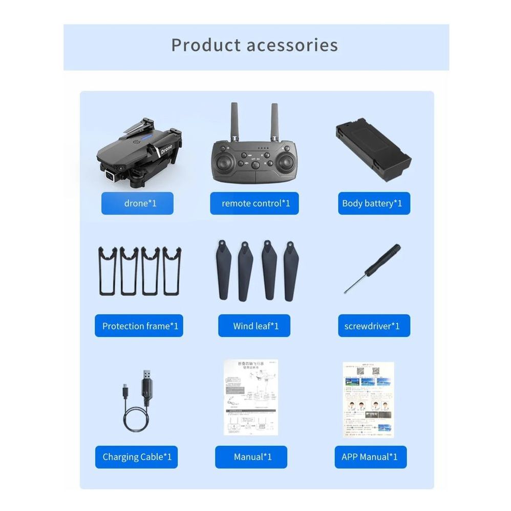 Dron Profesional E88 4K Dual Cámara WiFi HD RC Video Plegable SONGLINSL E88 4K I Oechsle - Oechsle