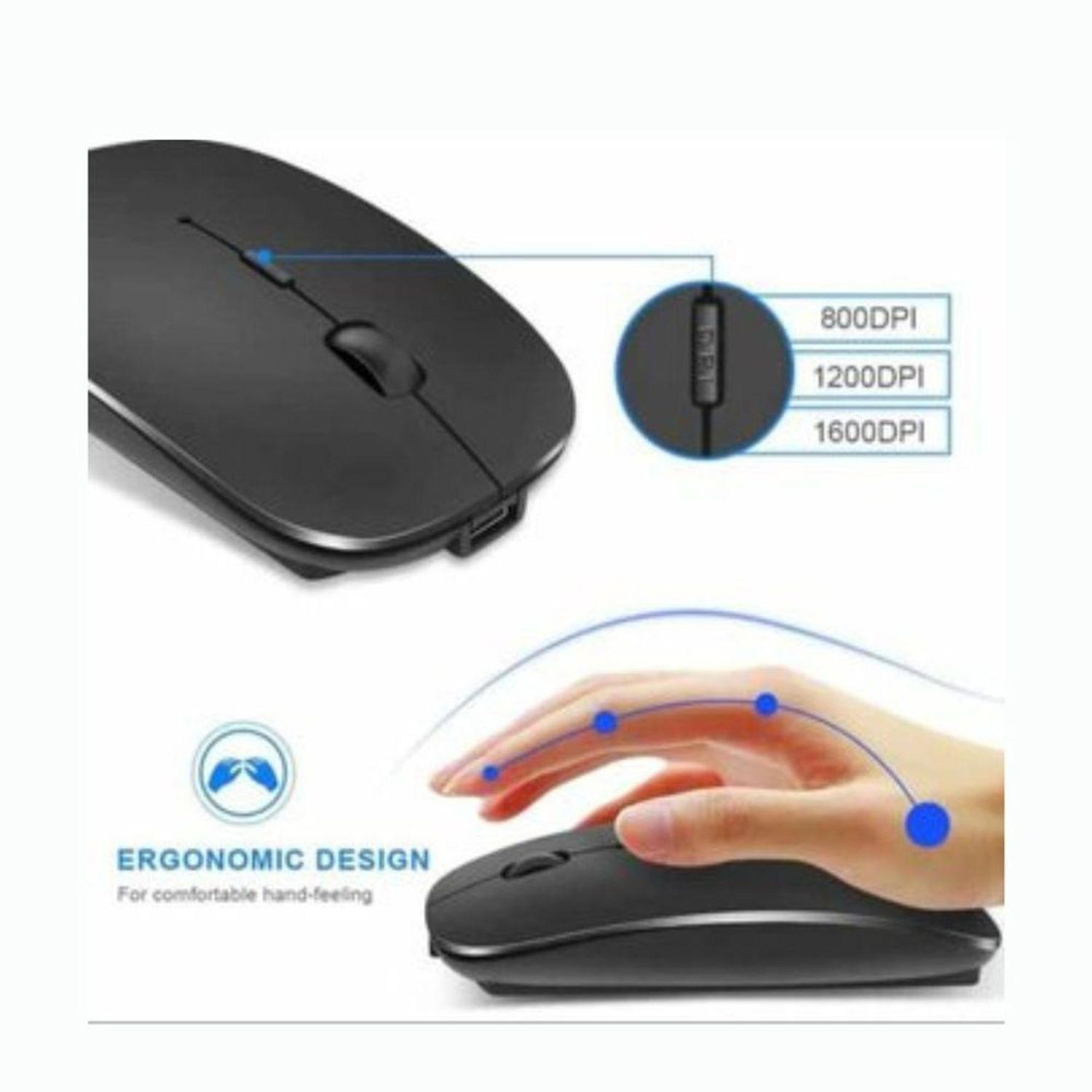 Mouse Inalámbrico Recargable USB Negro I Oechsle - Oechsle