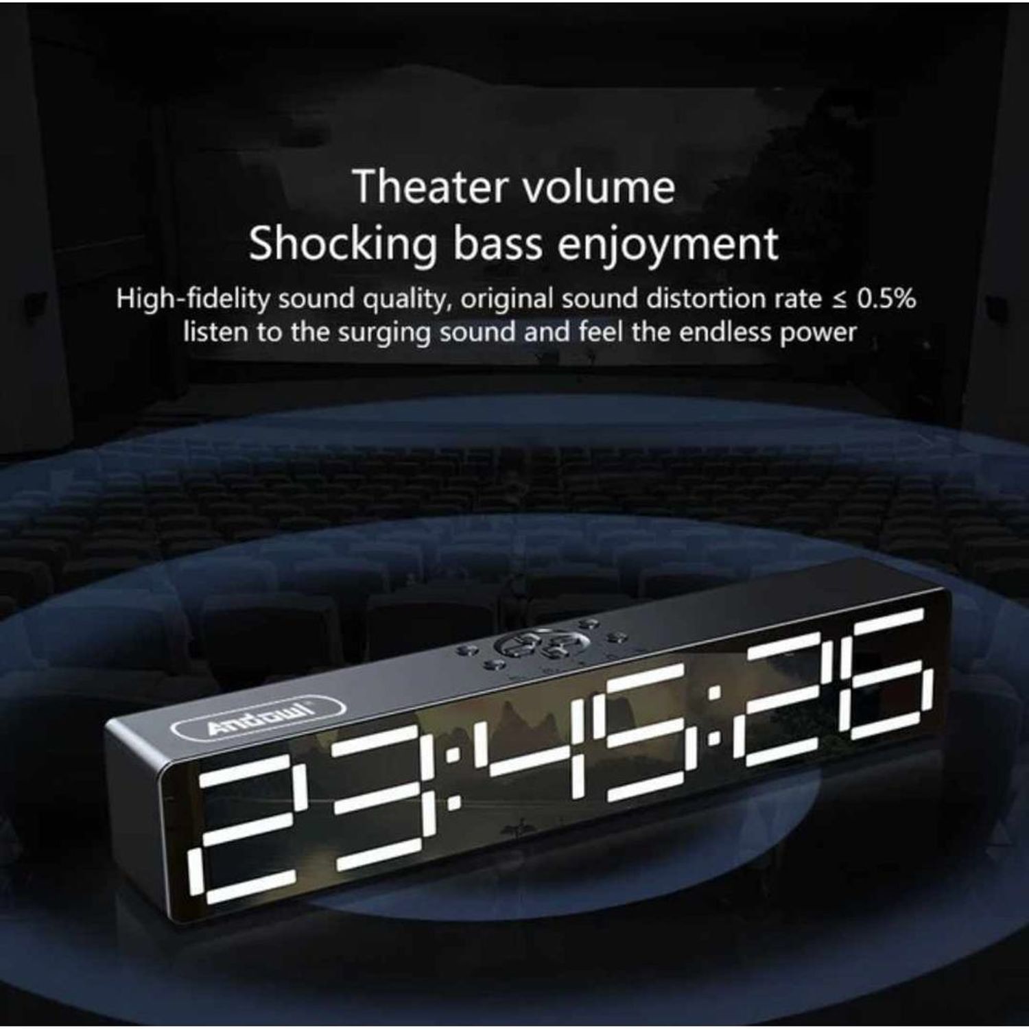 Reloj Parlante Despertador con Bluetooth 30cm Pantalla Espejo Blanco ...