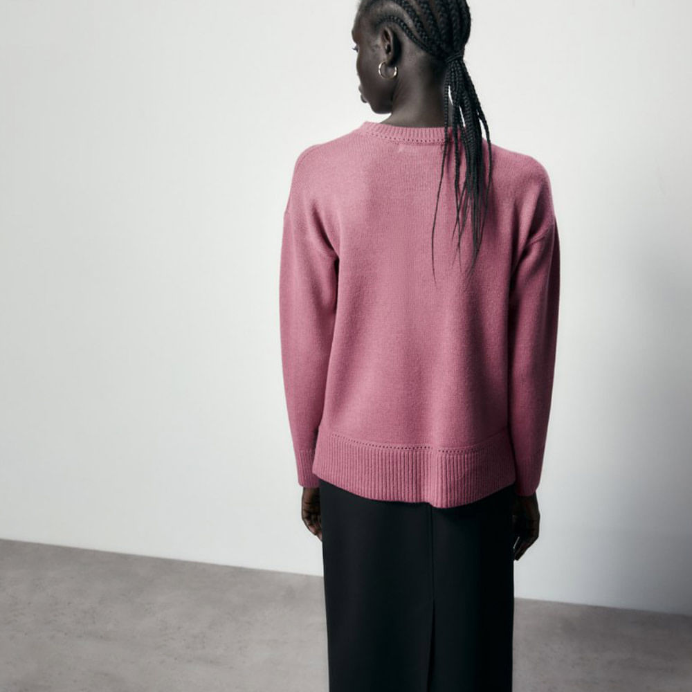 Chompa Sfera Mujer Cuello Acrilico Calado Rosa Fuerte | Oechsle.pe ...