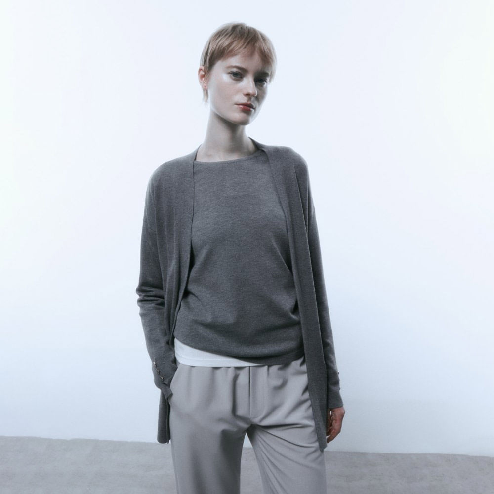 Blazer Sfera Mujer Larga Viscosa Gris Medio Mela | Oechsle.pe - Oechsle