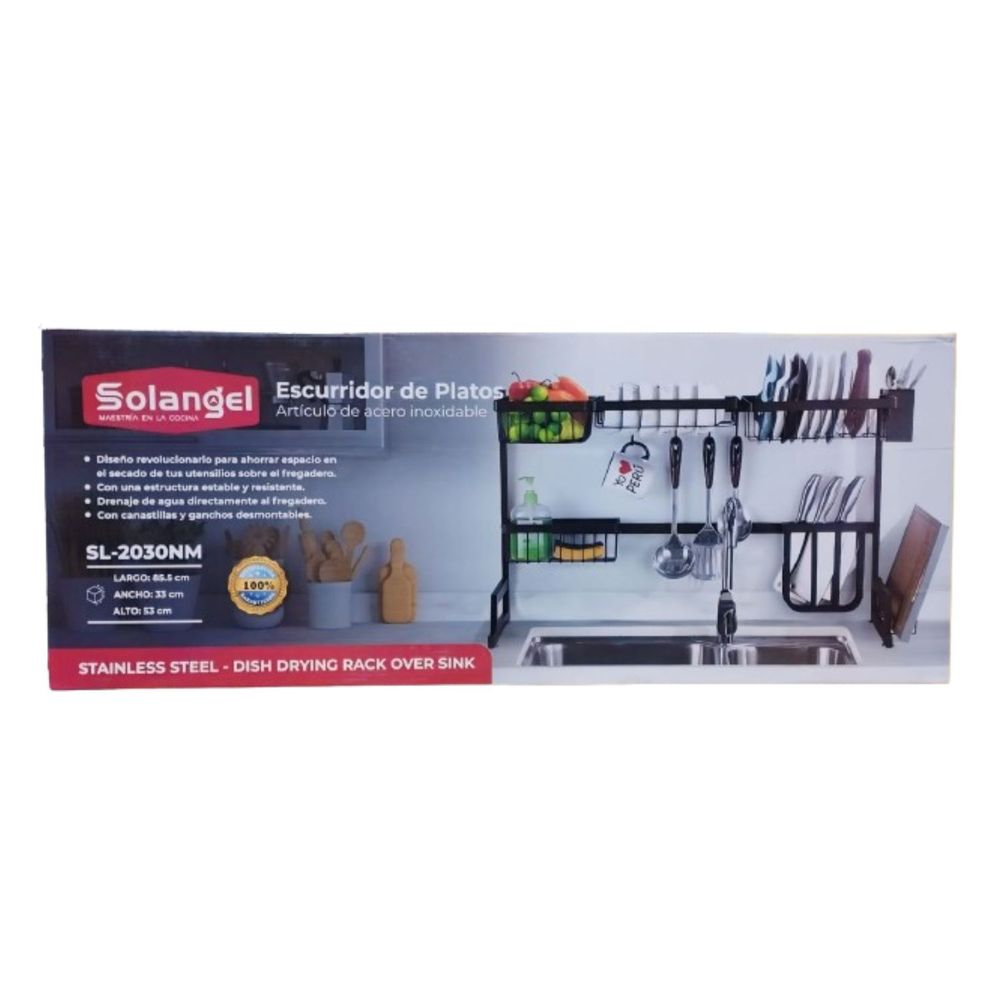 Escurridor de Platos Solangel SL-2030 Acero Inoxidable Negro | Oechsle ...