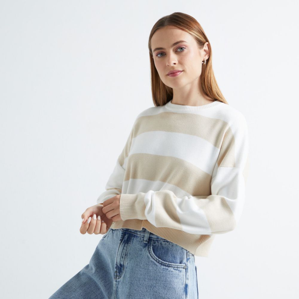 Chompa Amc Mujer Manga Larga Rayas | Oechsle.pe - Oechsle