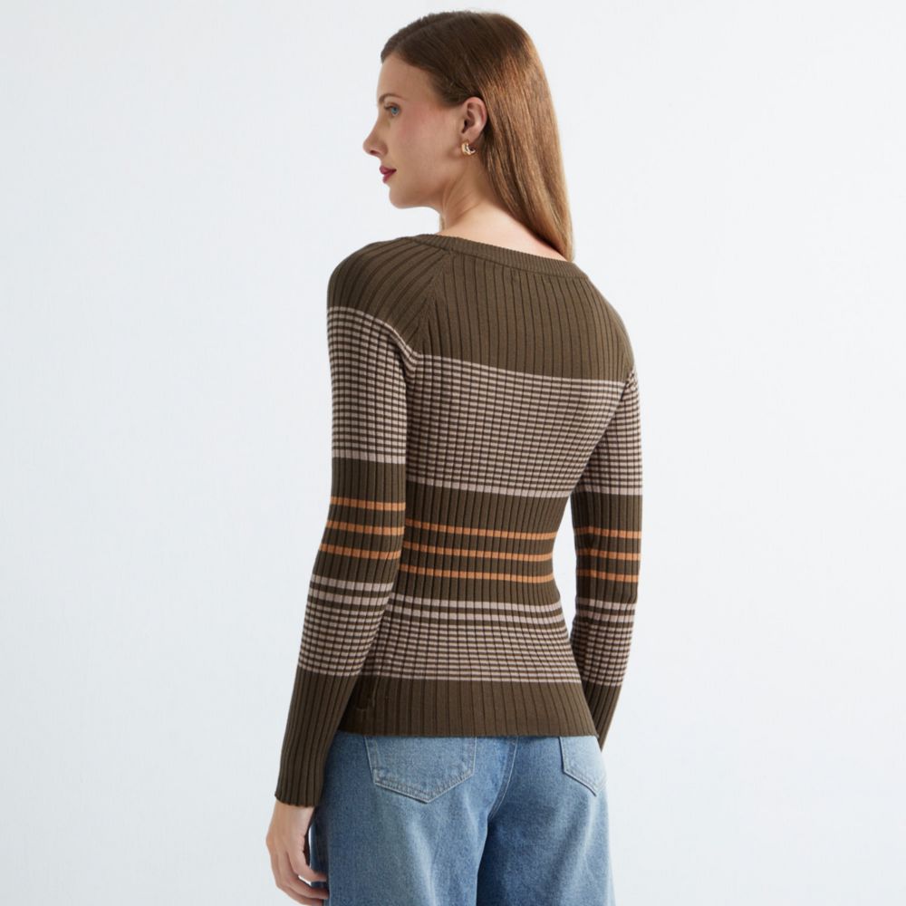 Chompa Malabar Mujer Manga Larga Rib Stripes | Oechsle.pe - Oechsle