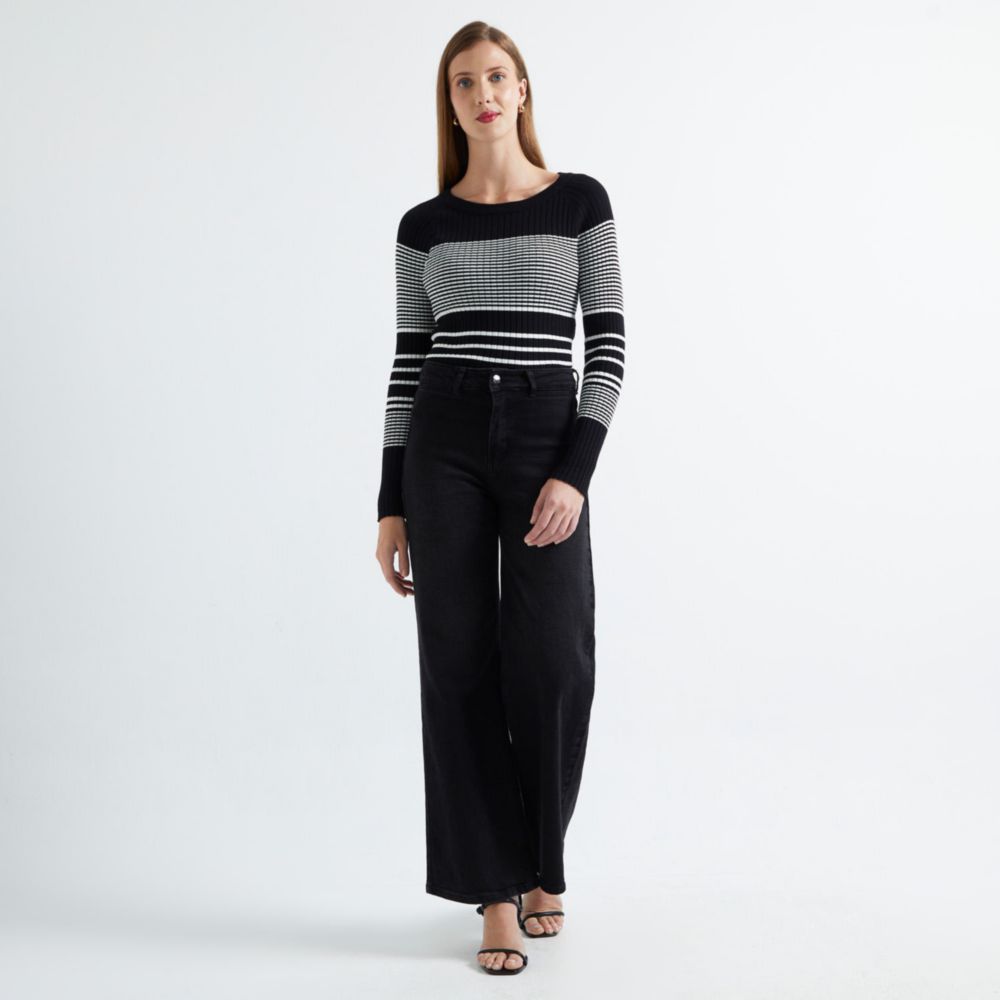Chompa Malabar Mujer Manga Larga Rib Stripes | Oechsle.pe - Oechsle