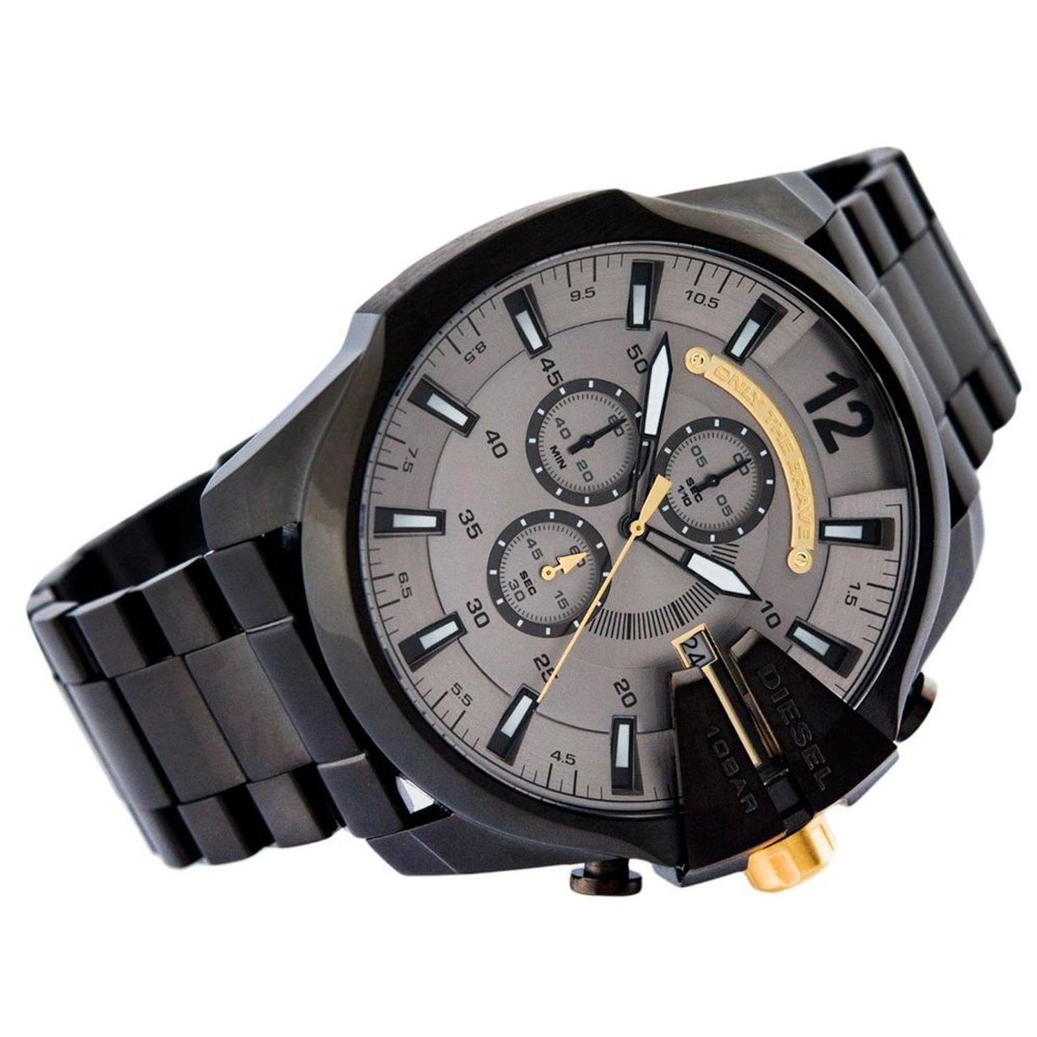 Reloj Diesel Mega Chief DZ4479 Fecha Cronometro Acero Inoxidable Negro ...