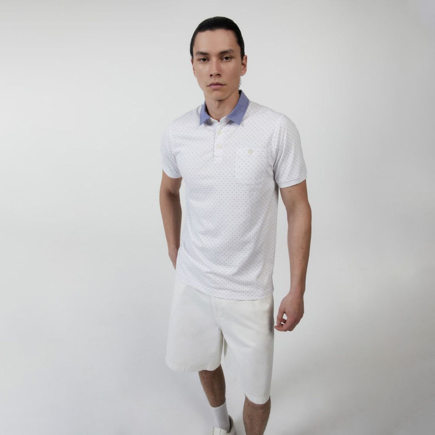 Polo Sfera Hombre Chompa Topos Blanco | Oechsle - Oechsle