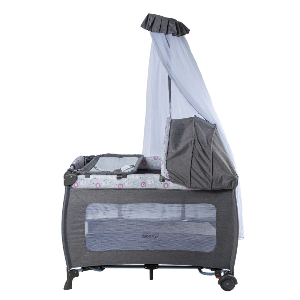 Cuna Corral Mecedora Ebaby Sally EB716-3 Deluxe Gris/Rosado - Oechsle