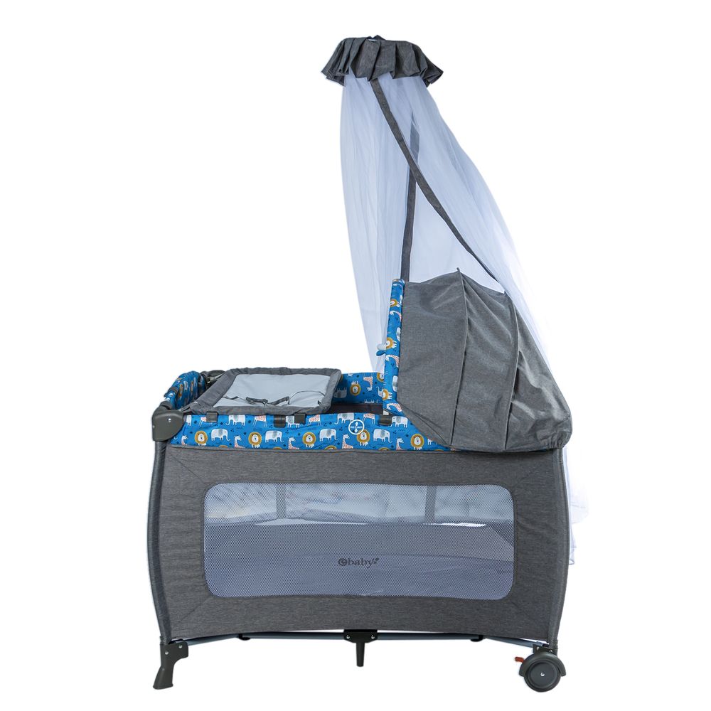 Cuna Corral Mecedora Ebaby Sally EB716-3 Deluxe Azul - Oechsle