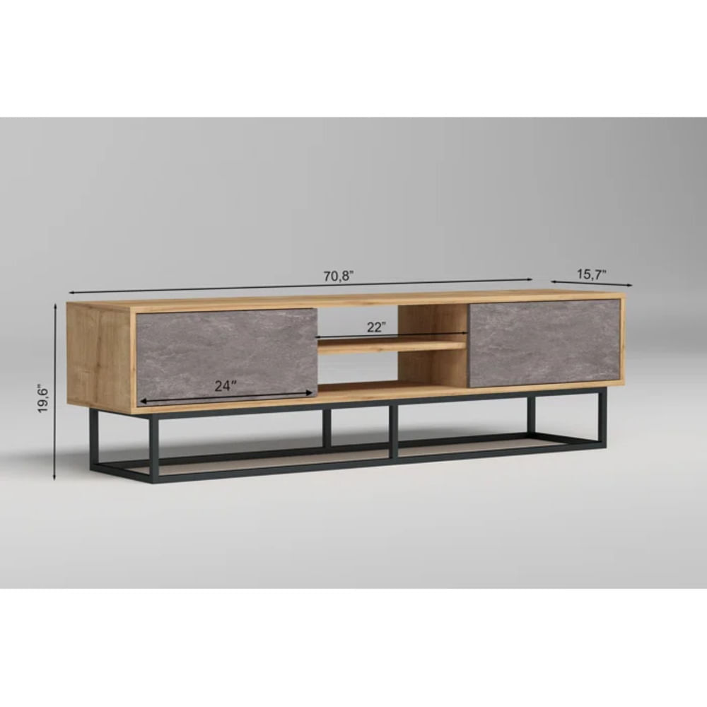 Mesa de TV Industrial Misti color Duna/Gris 2 puertas TU MESITA - Oechsle