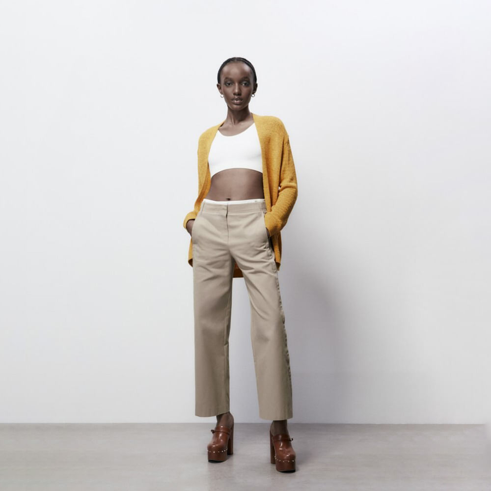 Chompa Básica Sfera Mujer Amarillo Mostaza | Oechsle.pe - Oechsle