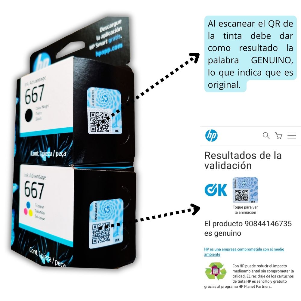 Pack Tinta HP 667 Negro y Tricolor Original - Oechsle