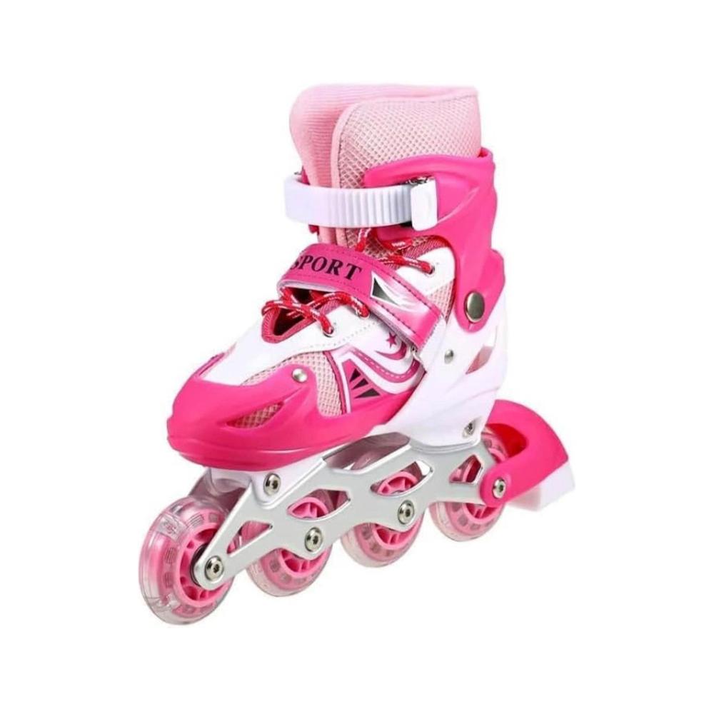 Set Patines Lineales Regulables Talla 38 a 41 Fucsia 4 ruedas - Fucsia ...