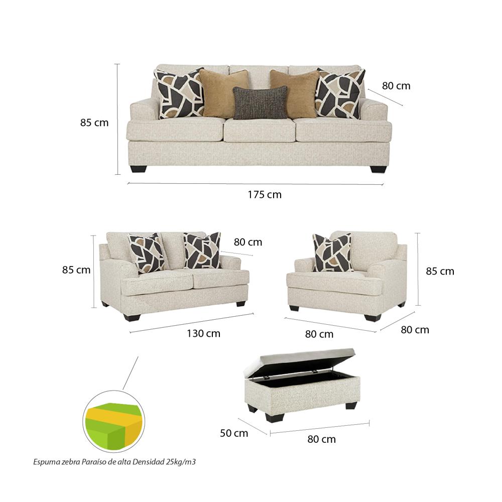 Juego de Sala con Banqueta Adem Ivory | Muebles | Oechsle - Oechsle