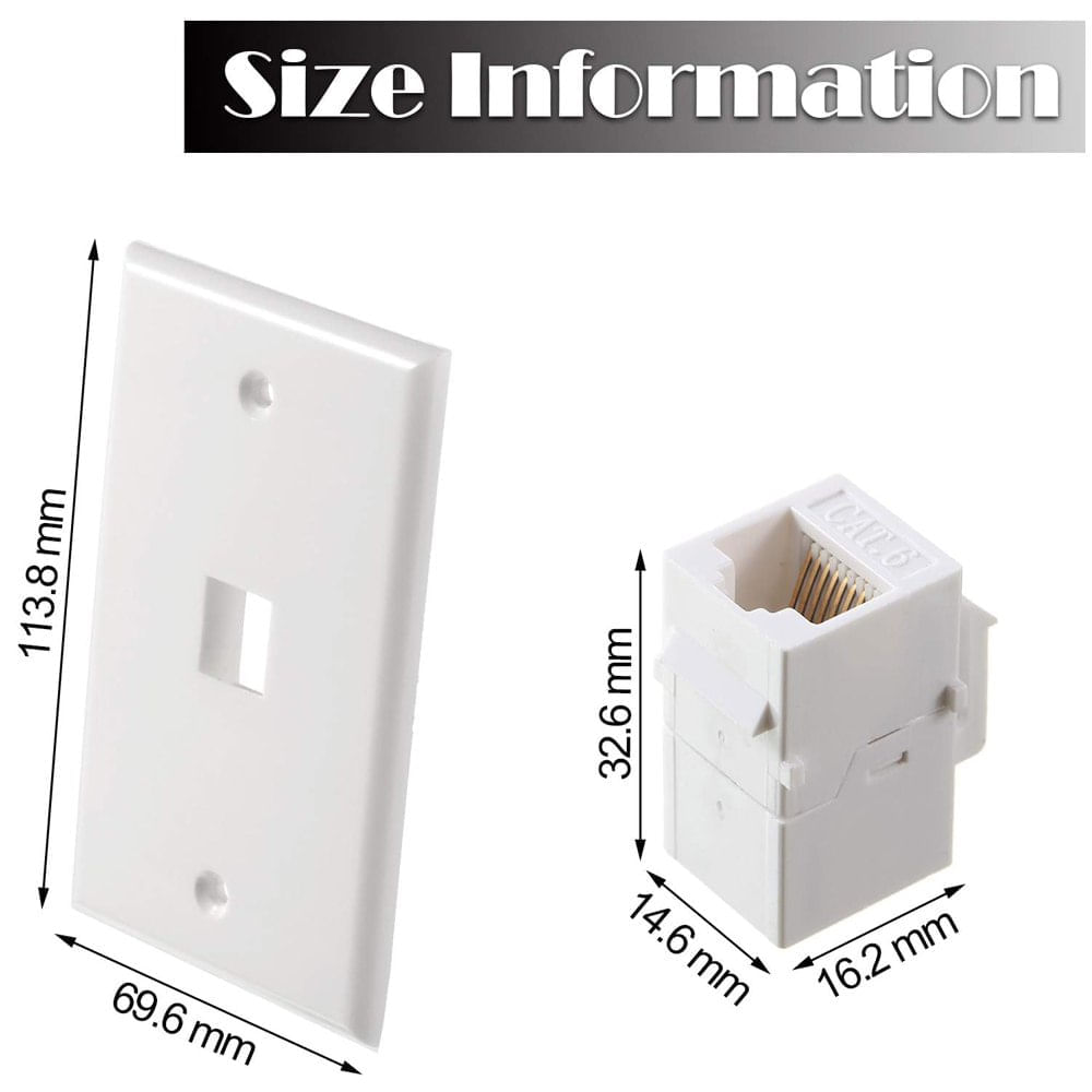 Placa ABS Ethernet RJ45 CAT 6 Faceplate RJ45 Hembra 1 Puesto Empalme ...