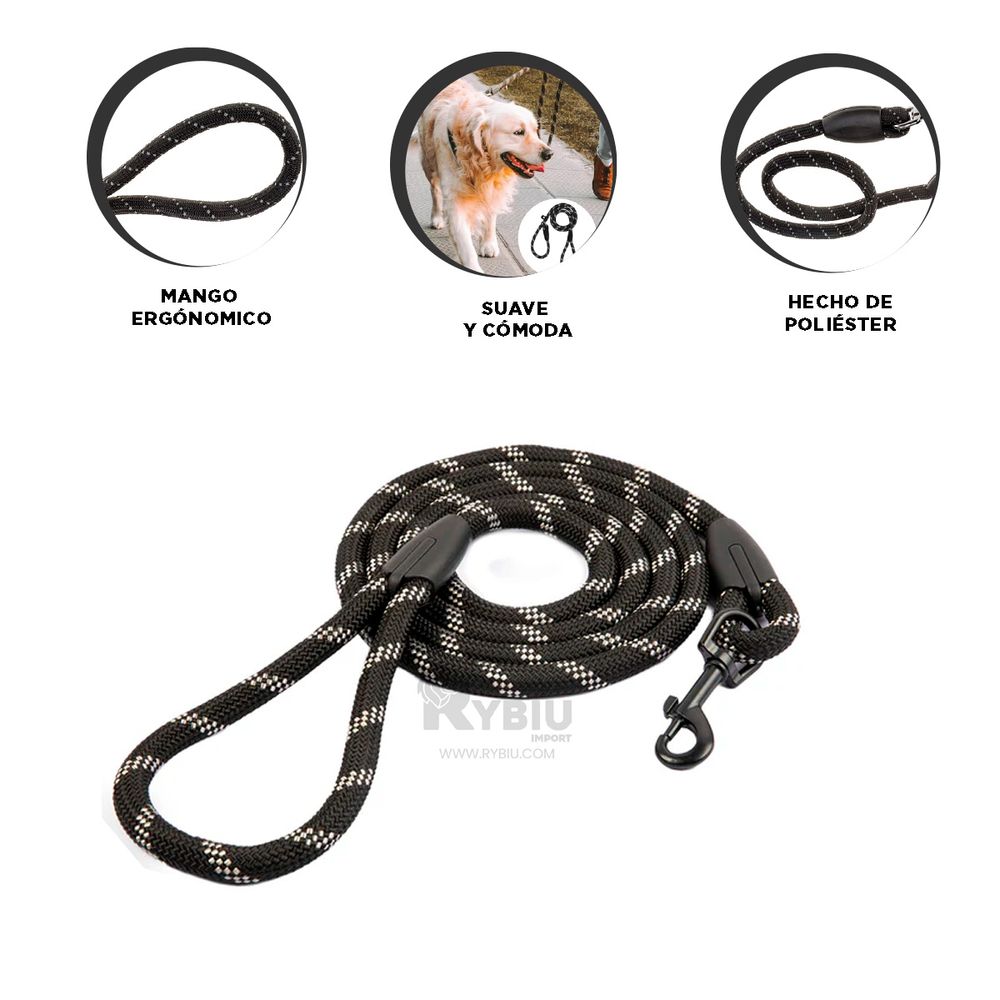 Soga Compacta Basica Delgada 1.2m en Negro Y+Regalo Stickers - Oechsle