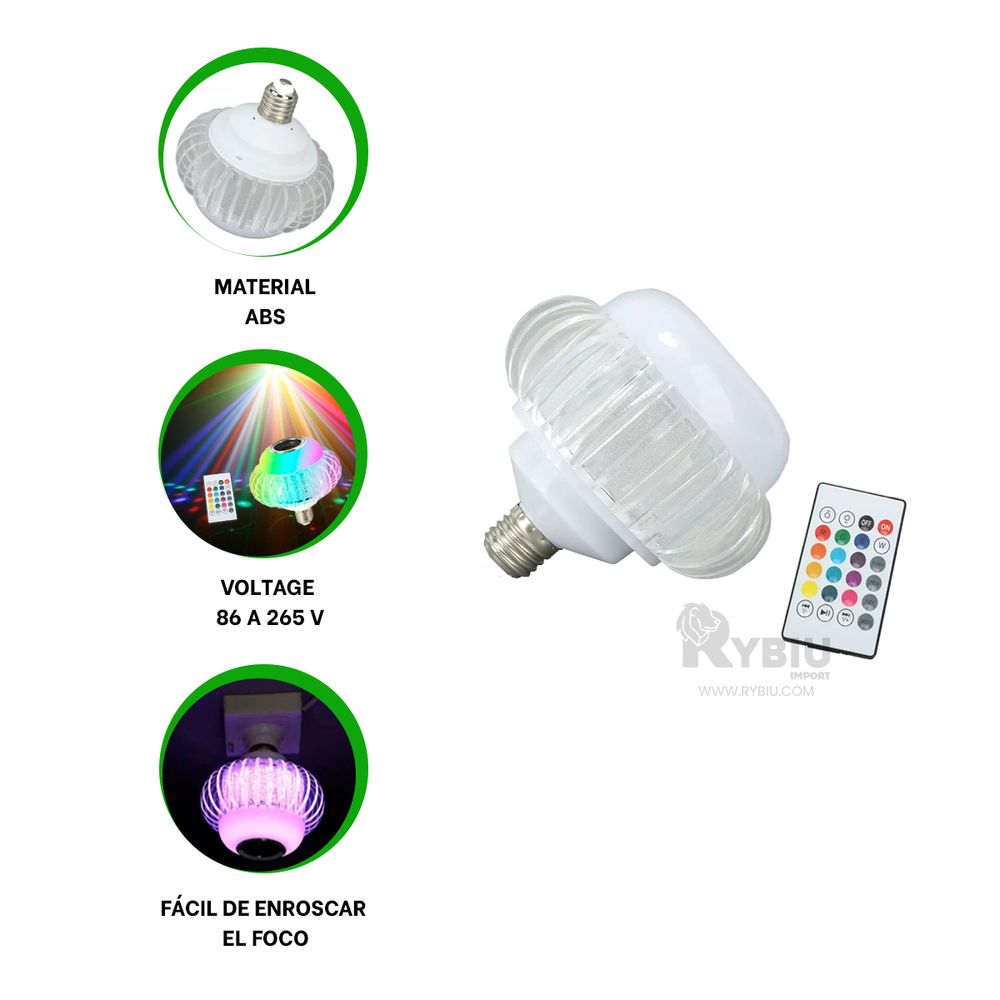 Foco Led de Bocina con Bluetooth de Tono Multicolor - Oechsle