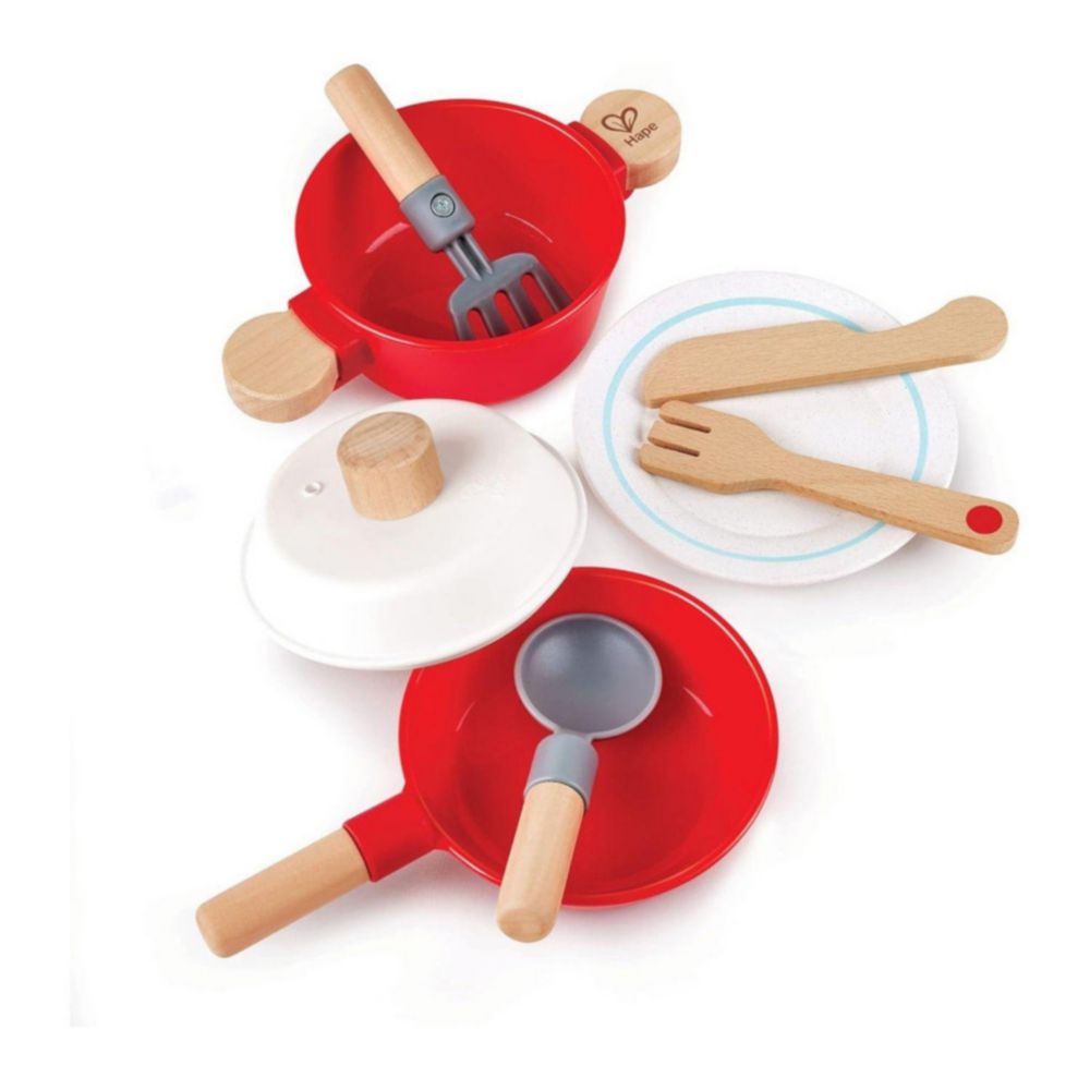 Juego De Cocina Con Ollas Y Platos Hape De Madera | Oechsle.pe - Oechsle
