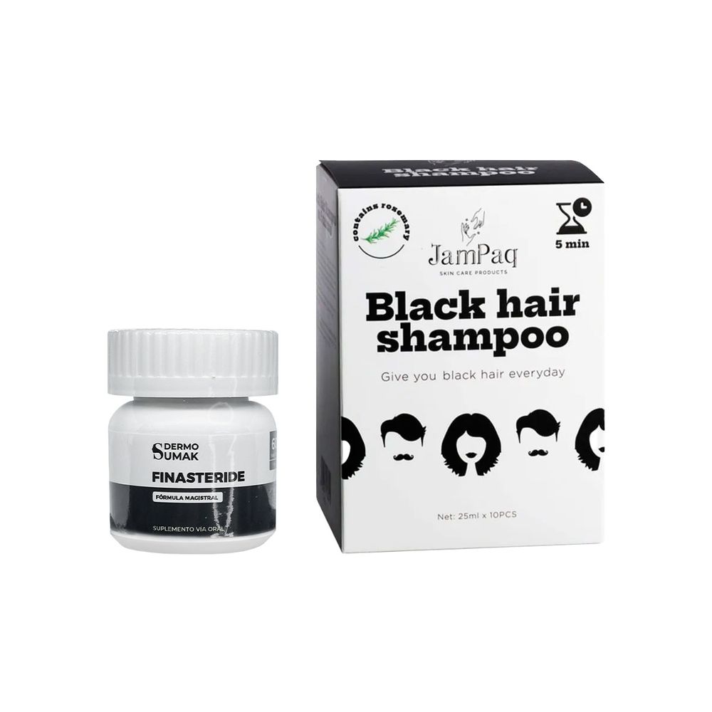 Finasteride 1mg X 60 Capsulas + Shampoo Cubre Canas Negro 25ml X 10Und ...