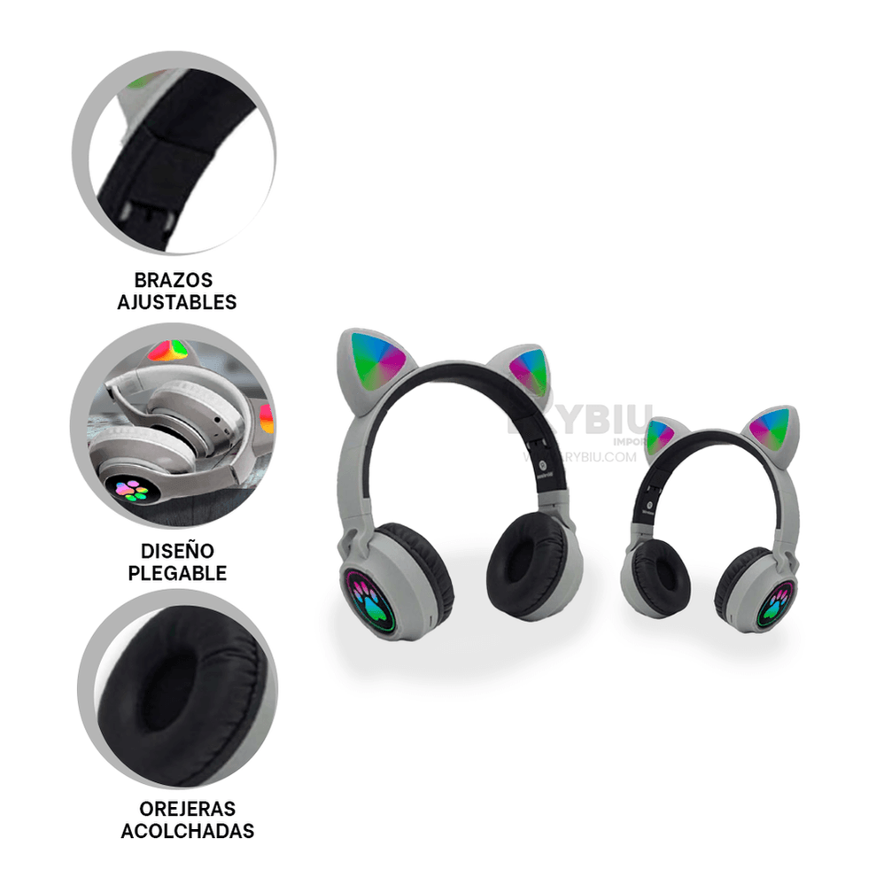 Audifonos Tipo Gato en Color Plomo Y+Agendita - Oechsle