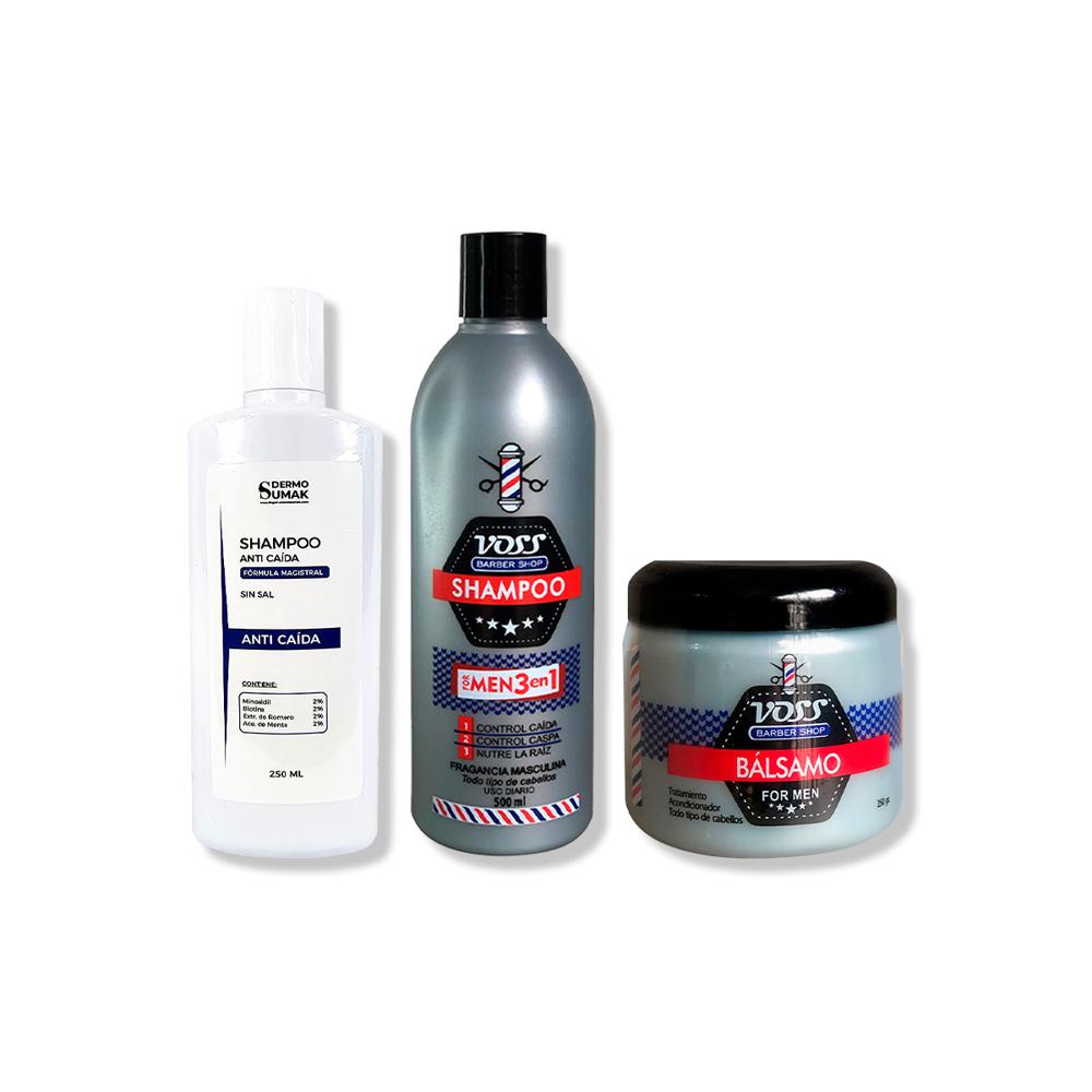 Shampoo Anticaida 250ml + Shampoo Voss + Acondicionador Balsamo Voss ...
