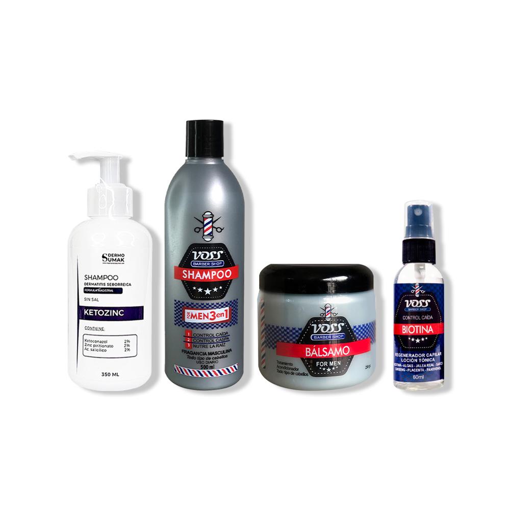 Shampoo Sin Sal Ketozinc+ Shampoo Voss + Acondicionador Voss + Biotina ...