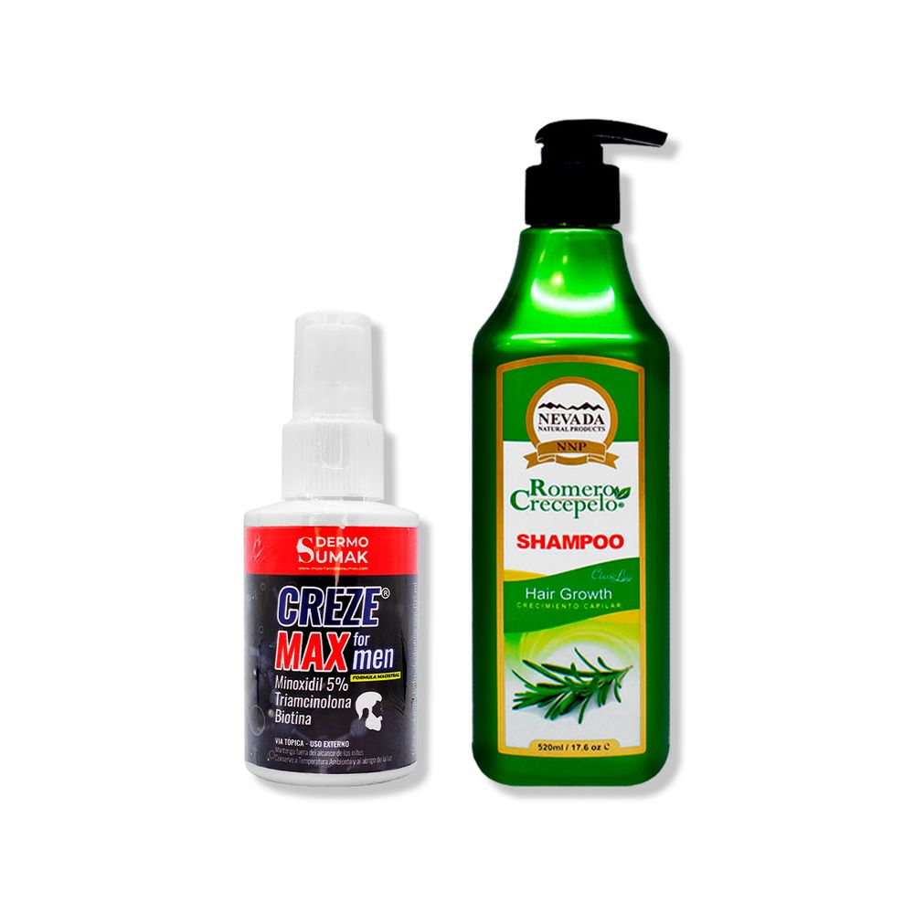 Locion Creze Max Formen 60ml + Shampoo Romero Crecepelo 520ml - Oechsle