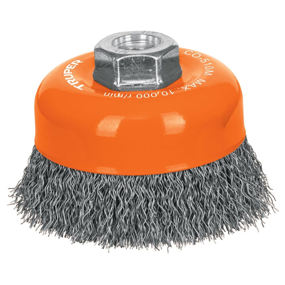 Cepillo metálico Carda copa 4 pulgadas alambre ondulado fino Truper - Oechsle